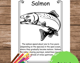 Coloring Page, Salmon, Printable, Symmetrical, Coloring, Digital ...