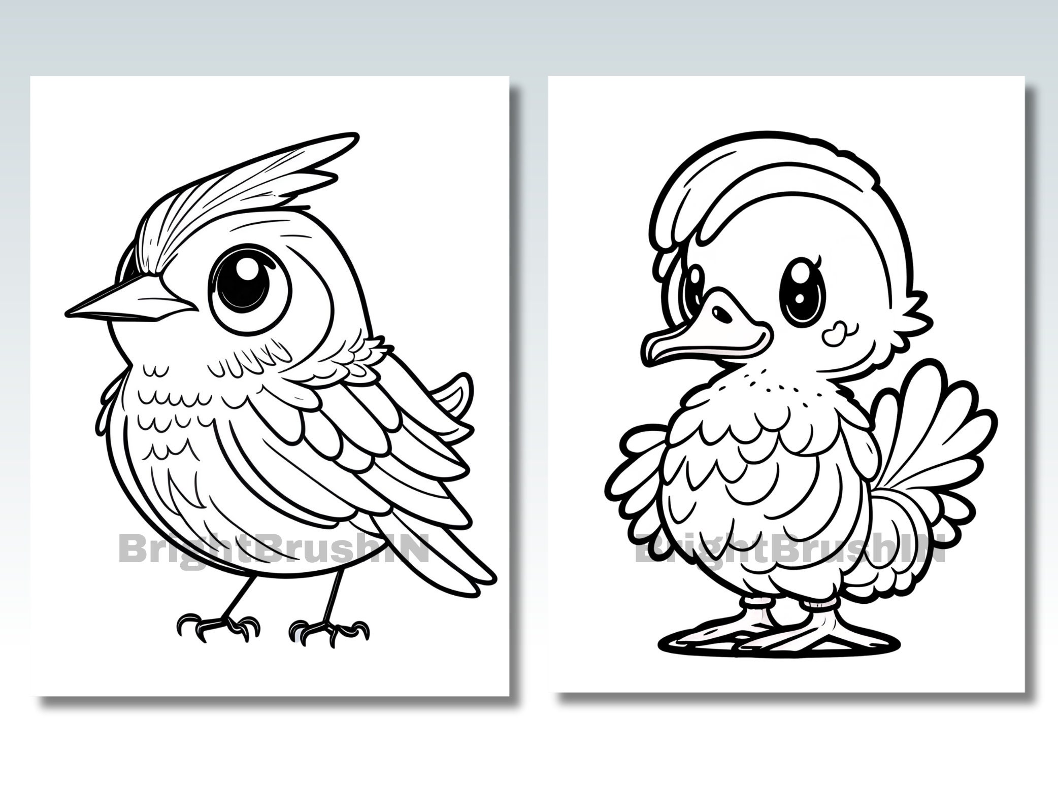 50 Cute Birds Coloring Pages for Kids, Printable Kawaii Birds Coloring ...