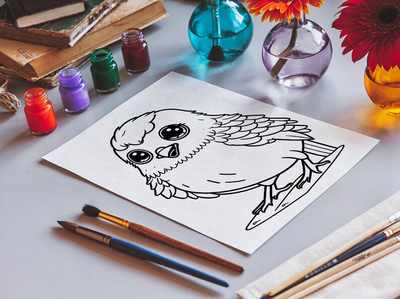 50 Cute Birds Coloring Pages for Kids Printable Kawaii Birds - Etsy