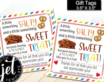 Christmas Chocolate Pretzel Gift Tag, Teacher Staff Employee School ...