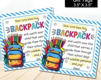 Printable Sunday School Backpack Prayer, Dear Lord Bless This Backpack ...