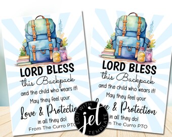 EDITABLE Backpack Blessings Tag, Sunday School Printable, Church ...