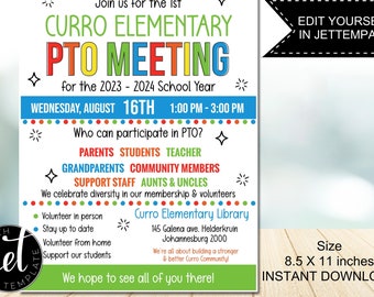 EDITABLE PTO PTA Meeting Handout Flyer, School Fundraiser Event ...