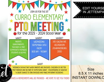 EDITABLE PTO PTA Meeting Handout Flyer, School Fundraiser Event ...