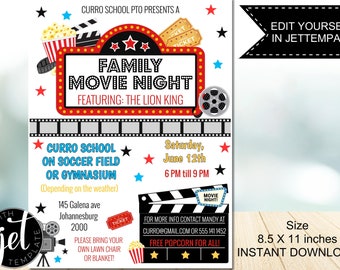 EDITABLE Halloween Movie Night Flyer, Printable PTA PTO Flyer Fall ...
