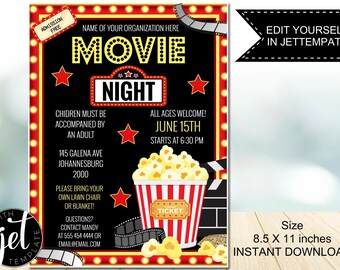 EDITABLE Halloween Movie Night Flyer, Printable PTA PTO Flyer Fall ...