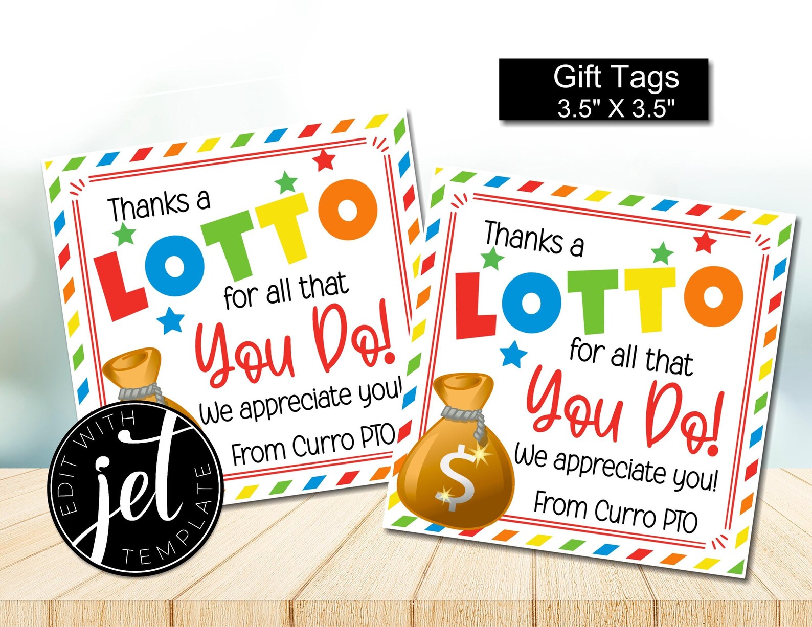 EDITABLE Lottery Gift Tags, Thanks a Lotto for All That You Do, Lottery ...