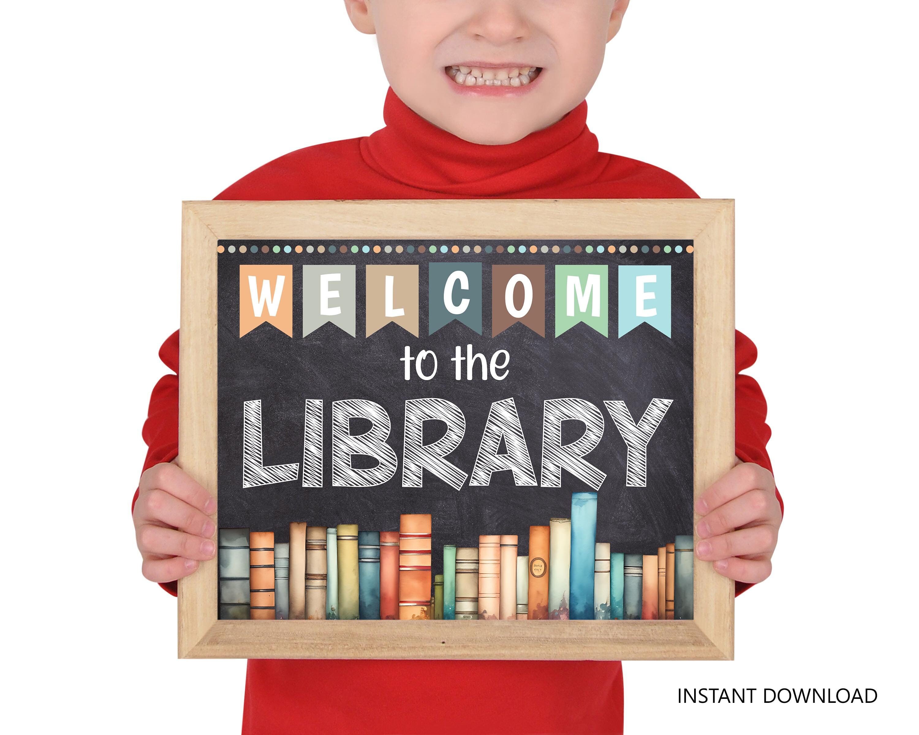 Printable Welcome Library School Sign, Classroom Decor, School Library ...