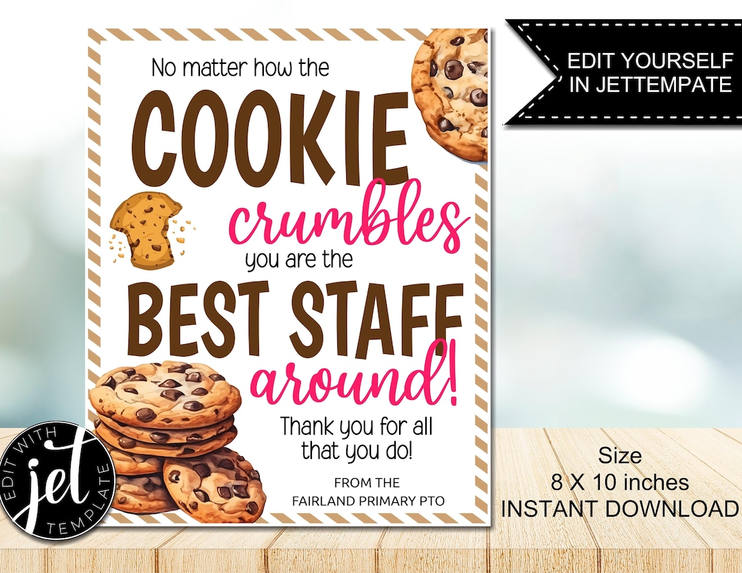 Editable Cookies Teacher Appreciation Table Sign,no Matter How the ...