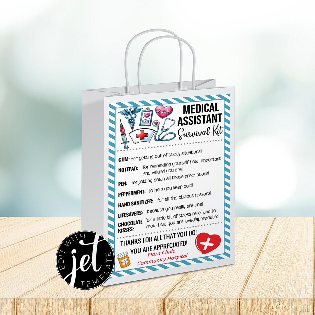 Editable Medical Assistant Survival Kit Bag Label, National Nurses Day ...
