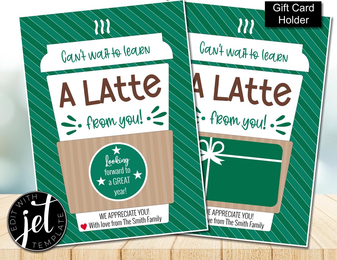 Editable Teacher Coffee Gift Card Holder, Teacher Back to School Gift ...