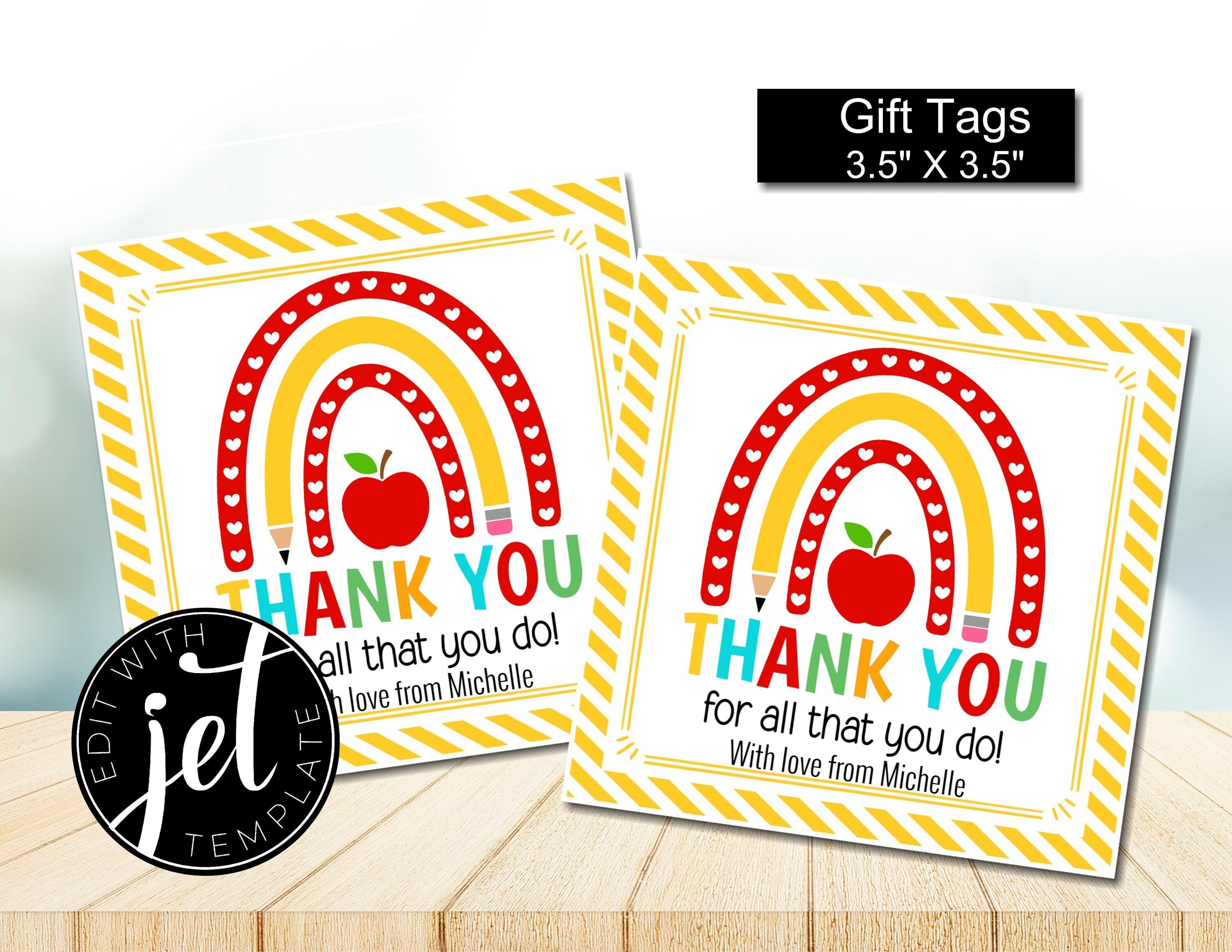 Editable Teacher Appreciation Tag, Thank You Gift Tag, Thank You ...