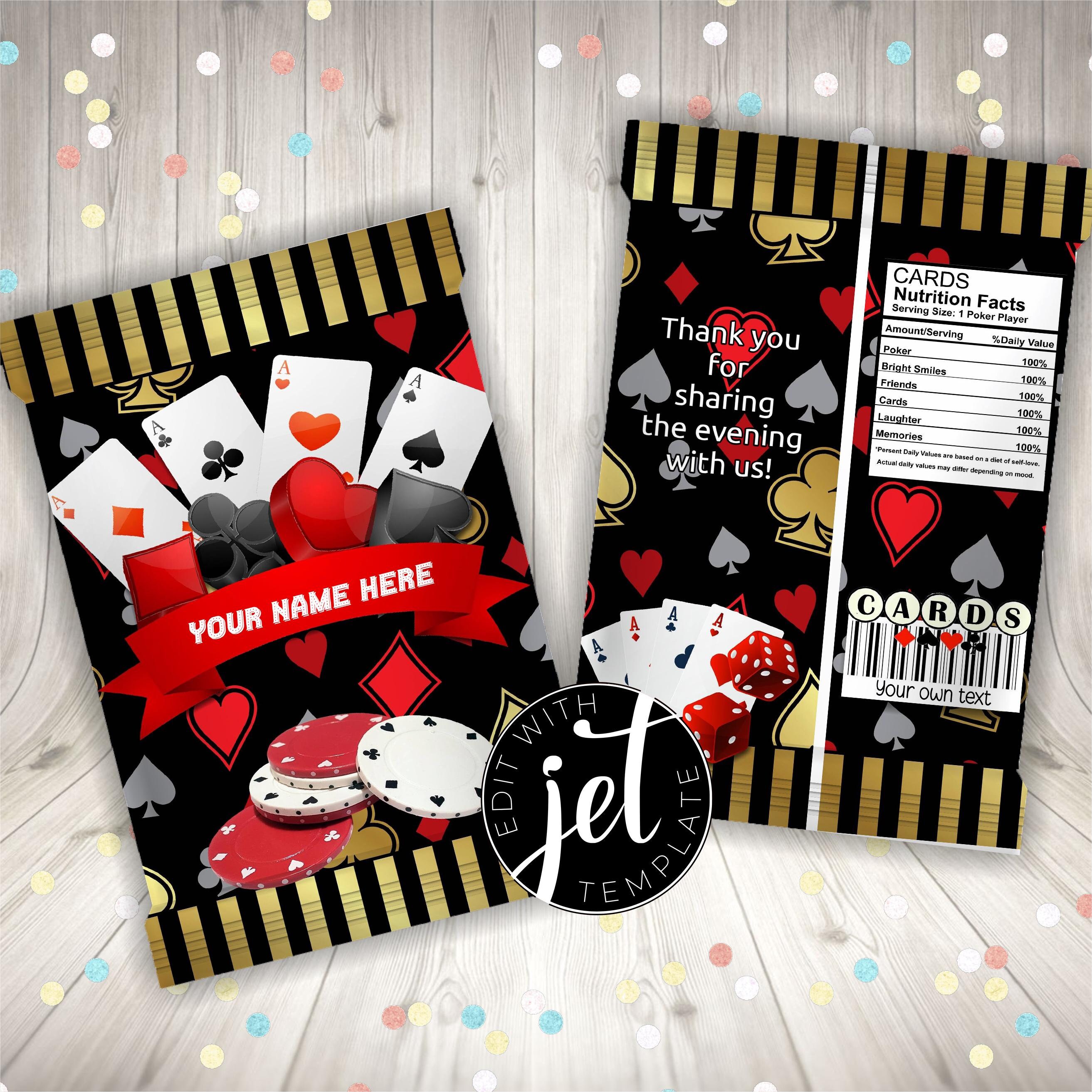 Editable Cards Chip Bag, Poker Favor Bag, Party Favor, Cards Party ...