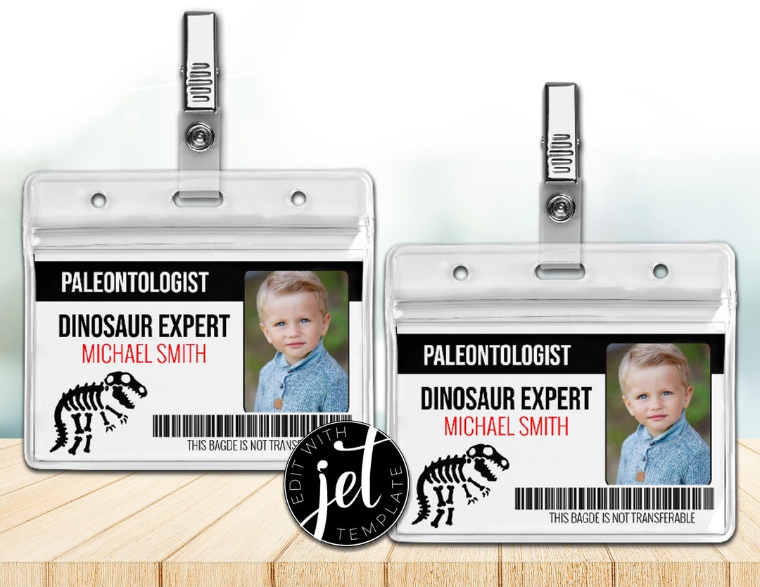 Editable Paleontologist Costume ID Badge Template, Dinosaur Party ...