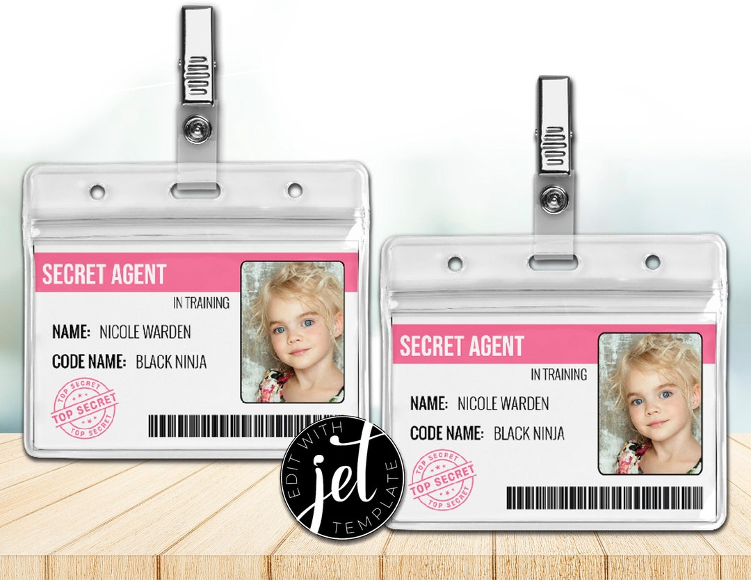 Editable Secret Agent in Training Badge, Spy Birthday Party, Printable ...