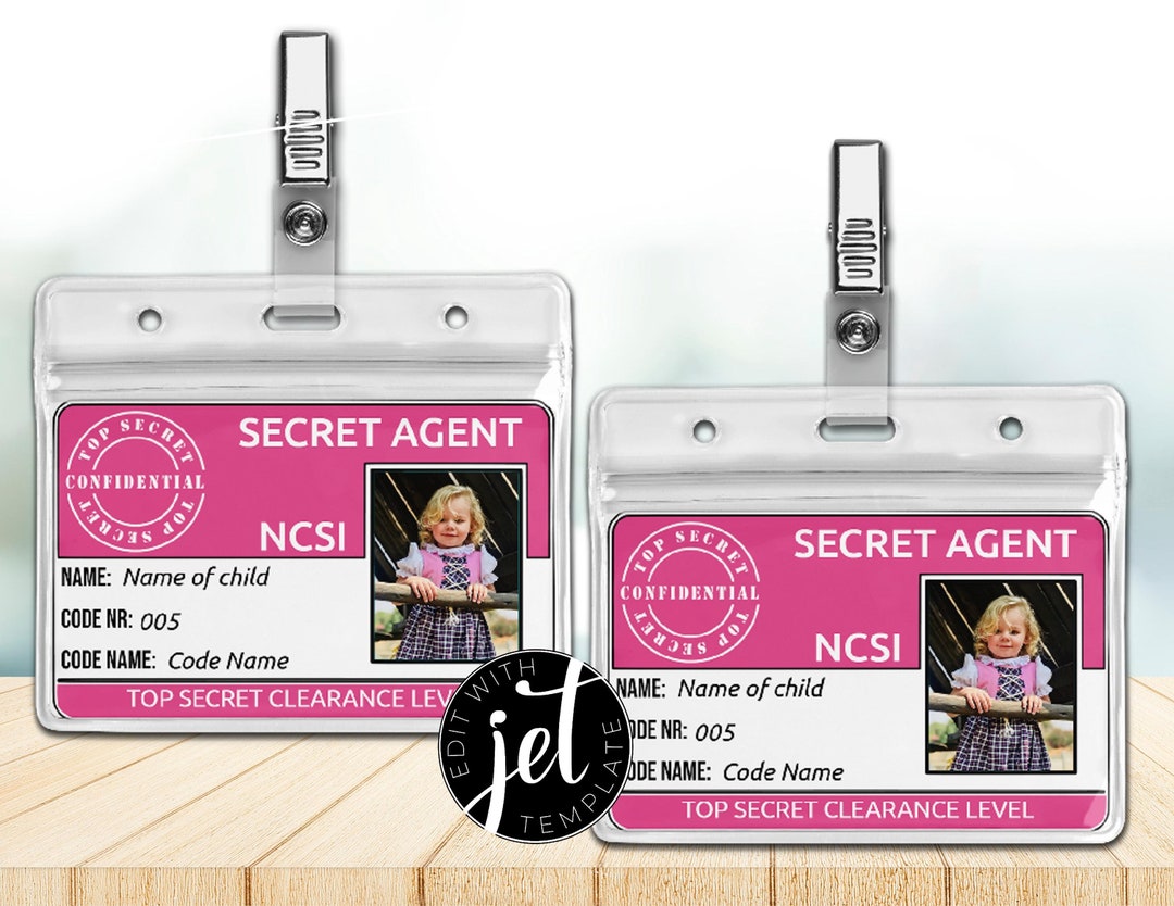 Editable Secret Agent Badge, Spy Birthday Party, Printable ID Badge ...