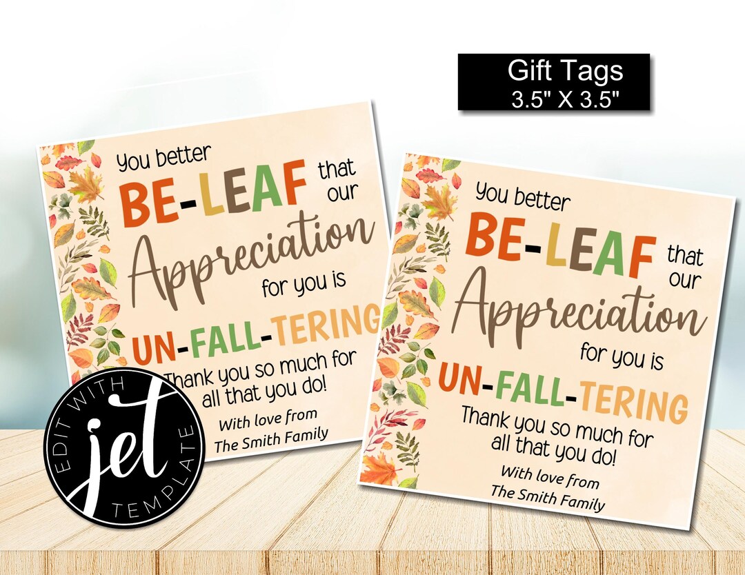 Editable Fall Gift Tag, Fall Appreciation Favors, Thanksgiving Autumn ...