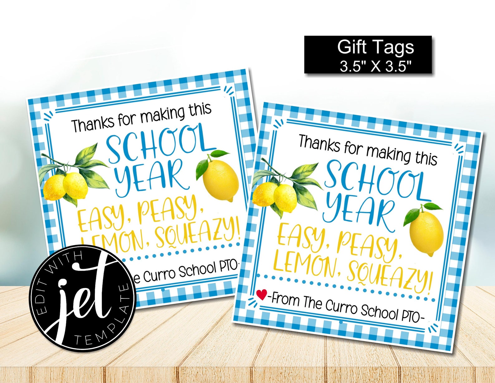 Editable Lemons Gift Tag, Thanks You Easy Peasy Lemon Squeezy, Appreciation Week Tag, Thank You ...