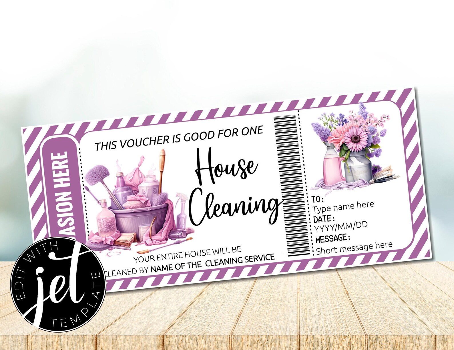 Editable House Cleaning Ticket Template, Cleaning Service Gift Voucher ...