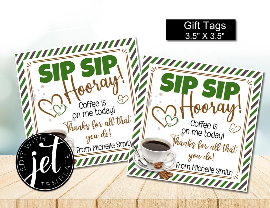 Editable Coffee Gift Tag, Teacher Staff Employee School Appreciation ...