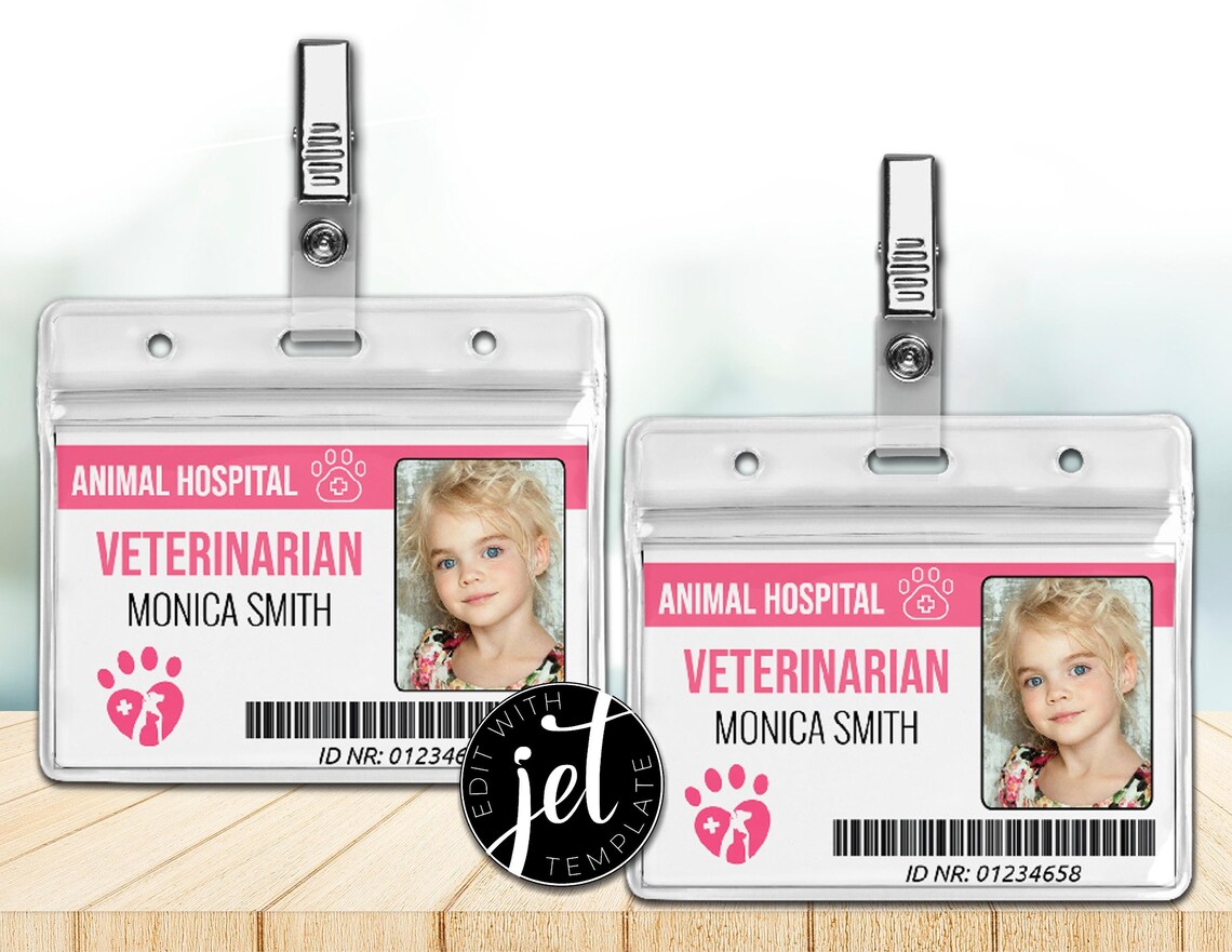 Editable Veterinarian ID Badge, Veterinarian Pretend Play, GIRL ...