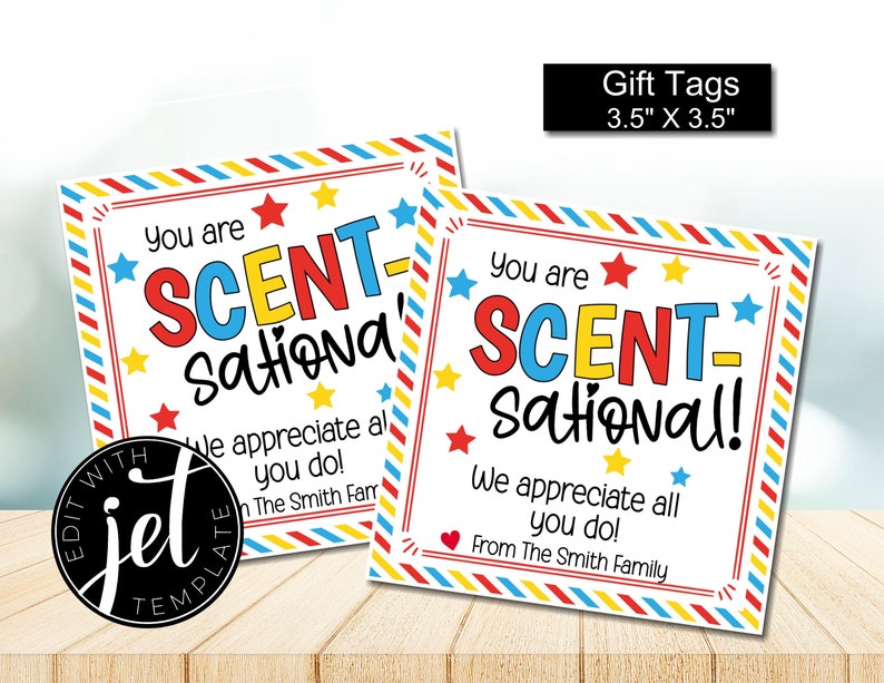 Editable Appreciation Gift Tag, You Are Scent-sational, Employee ...