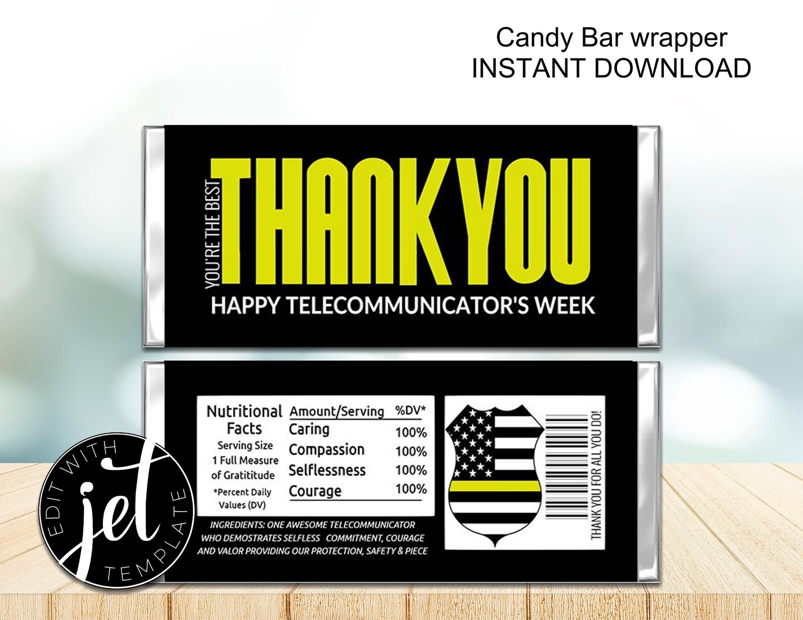 Editable Telecommunicator Candy Wrapper, Public Safety Thank You Candy ...