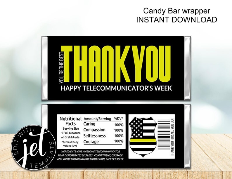 Editable Telecommunicator Candy Wrapper, Public Safety Thank You Candy ...
