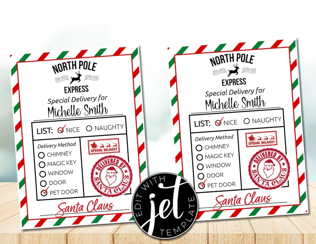 Editable North Pole Special Delivery Gift Tag, Santa's Workshop Gift ...