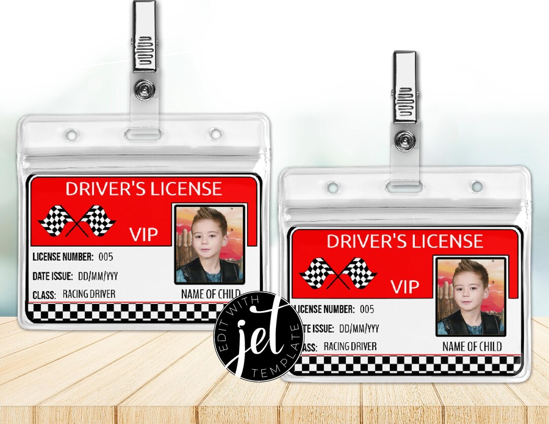 Editable Race Car Driver's License, ID Badge, Cars Birthday, License ID ...