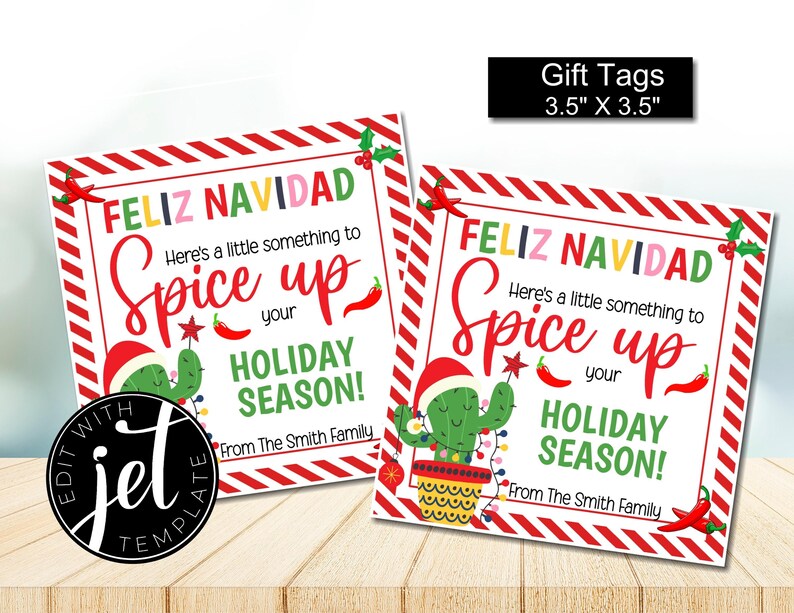 Editable Christmas Gift Tags, Nacho Average Holiday, Fiesta Feliz ...