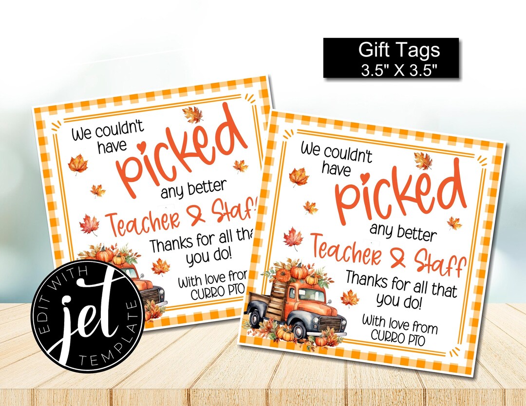 Editable Thanksgiving Gift Tags, Pumpkin Pie Tag, Fall Staff Teacher ...