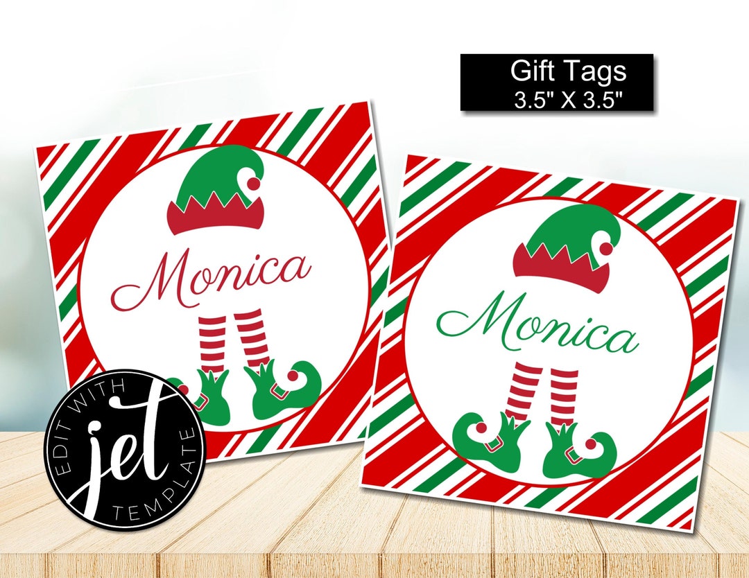 Editable Elf Name Tag, Cookies Gift Tag, Elf Tags, Name Tags, Instant ...