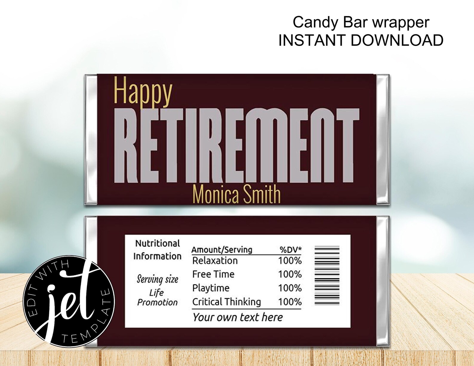 Editable Happy Retirement Candy Wrapper, Retirement, Candy Wrapper ...
