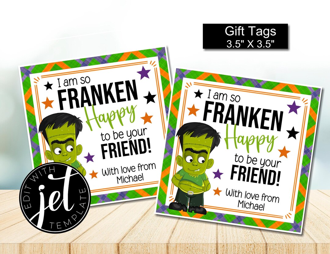 Editable Frankenstein Gift Tags, Printable, Halloween Gift Tag ...