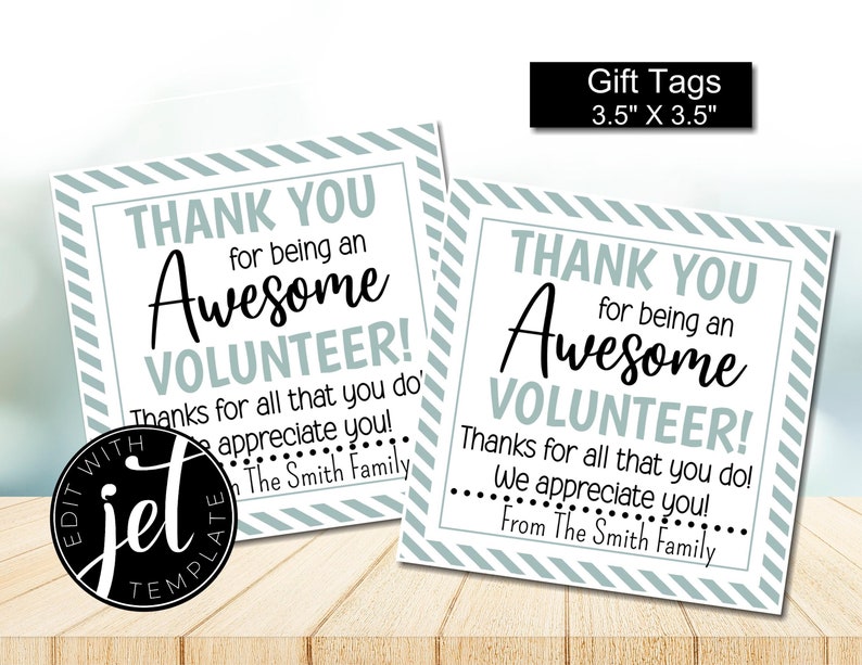 Editable Volunteer Appreciation Gift Tag Printable, AWESOME Volunteer ...
