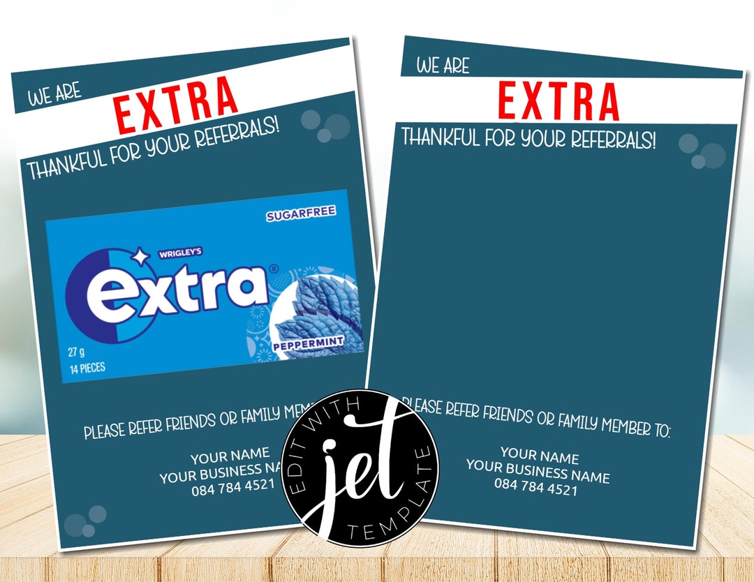 Editable Extra Gum up Tag, Gum Gift Holders, Referral Pop up Tag ...