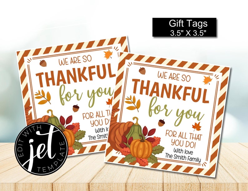 Editable Thankful for You Gift Tag Grateful Frontline Essential Worker ...