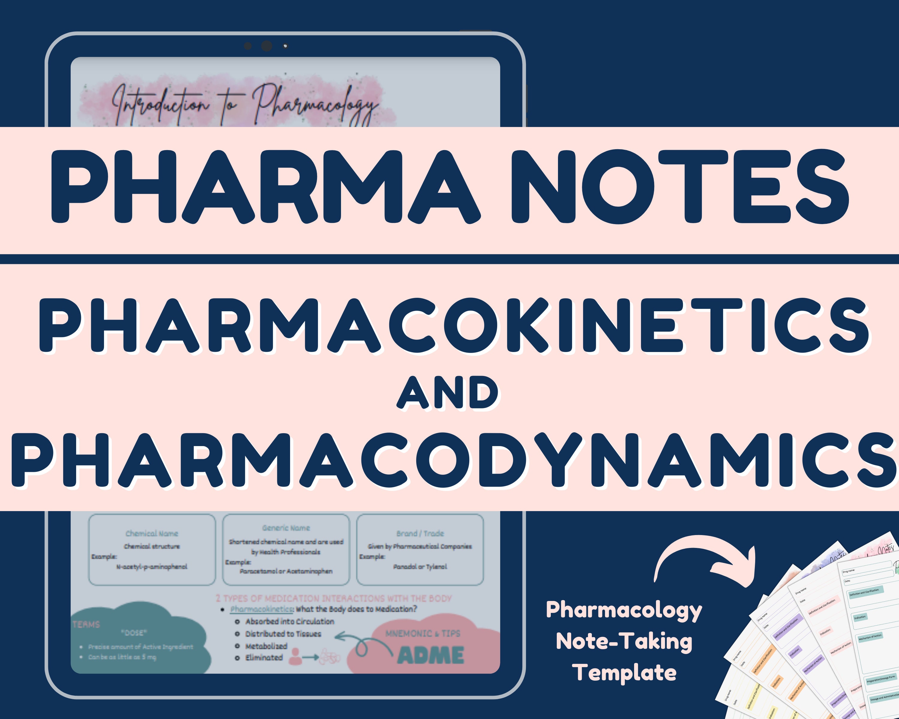 Pharmacology Notes Summary Flashcards Note-taking Template ...
