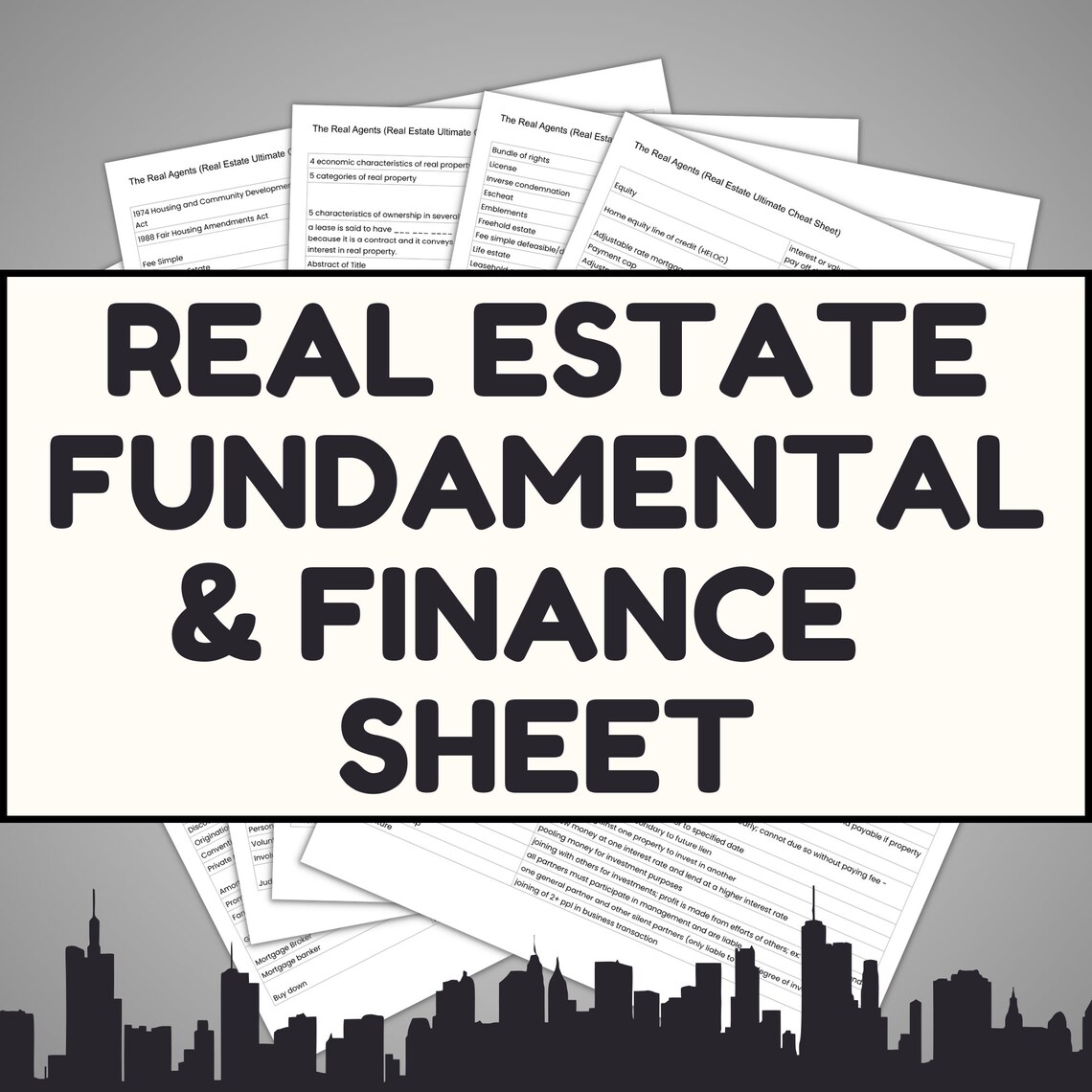 Real Estate Fundamentals and Finance Cheat Sheet 5 Pages RE Exam ...