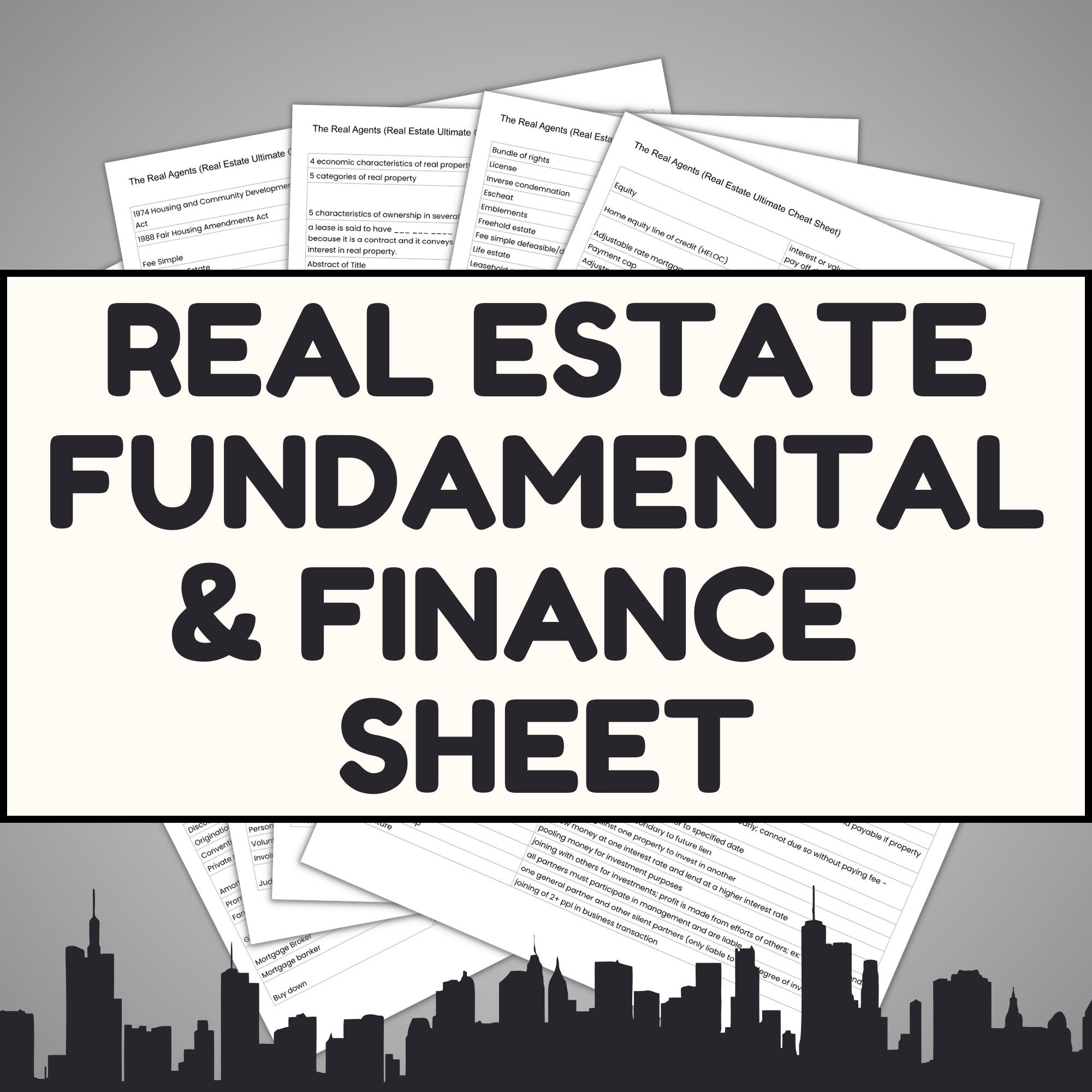 Real Estate Fundamentals and Finance Cheat Sheet 5 Pages RE Exam ...