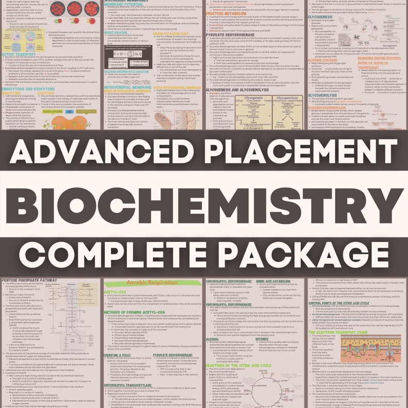 Biochemistry Complete Package Advance Placement Chemistry Study Guides ...