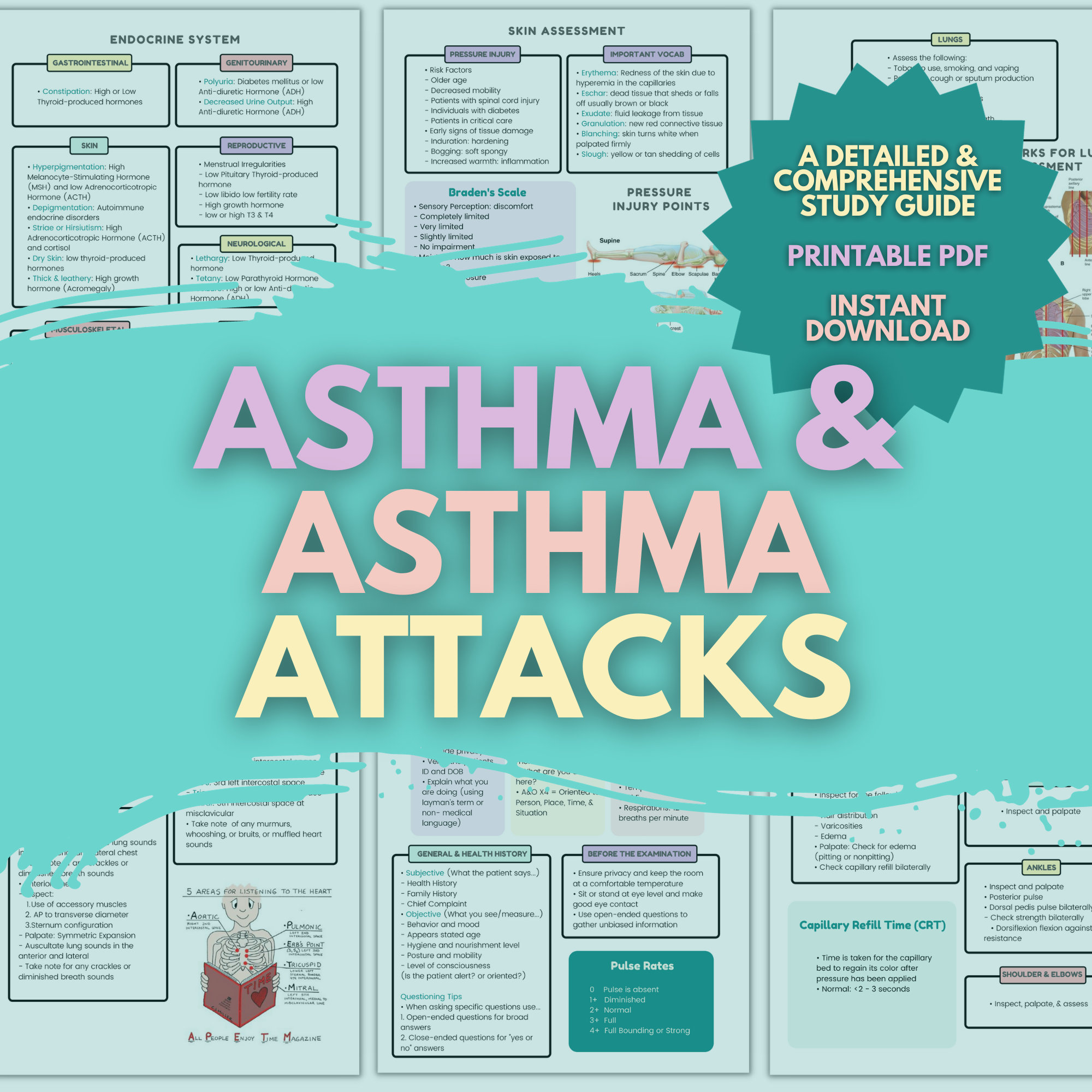 Asthma & Asthma Attacks Nursing Study Sheets Med School Learning ...