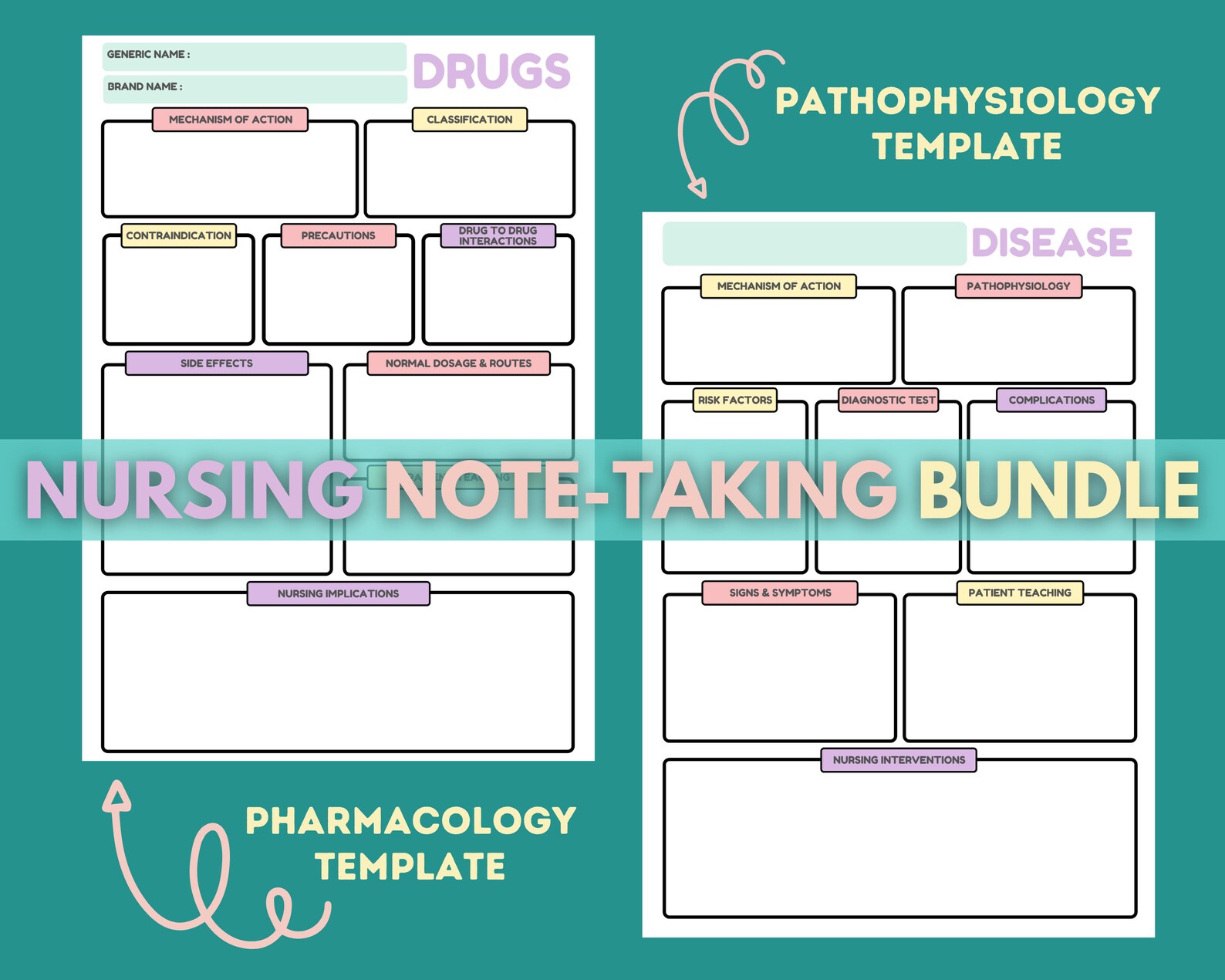 Complete Nurse Note-taking Templates Bundle Nursing Study Guides 14 ...