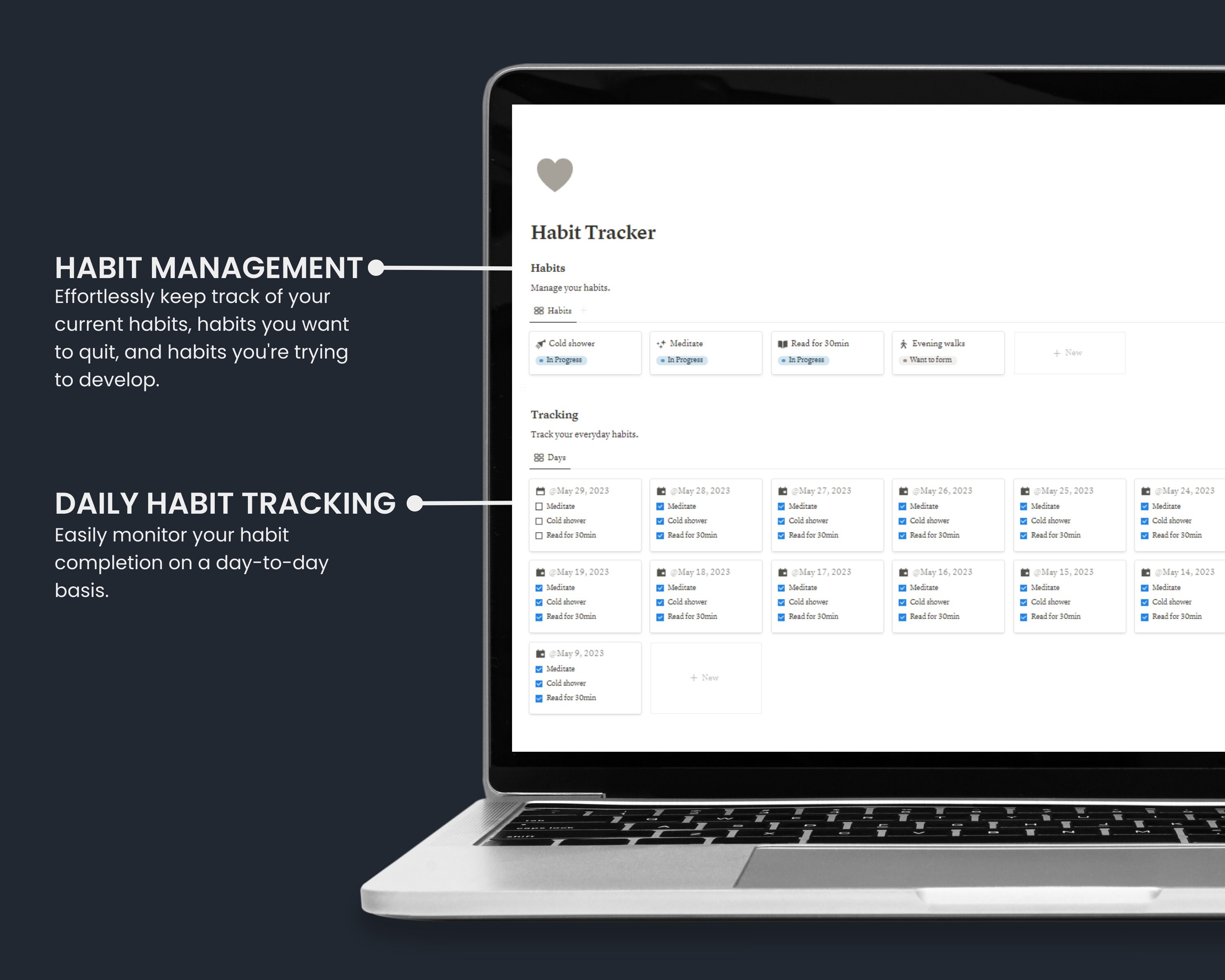 Habit Tracker Notion Dashboard Notion Template Notion Planner Simple ...