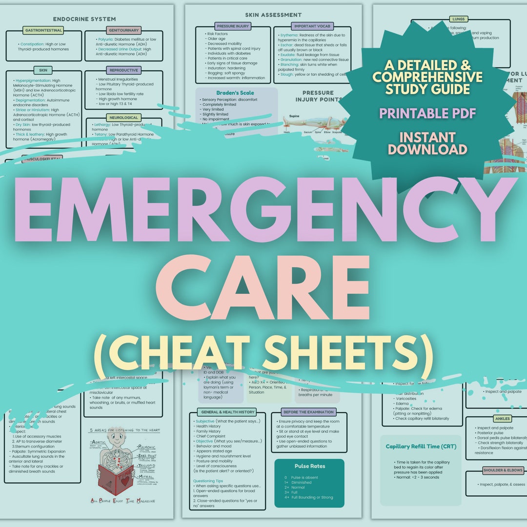 Emergency Care Cheat Sheet Nursing Study Sheets Med School Learning ...