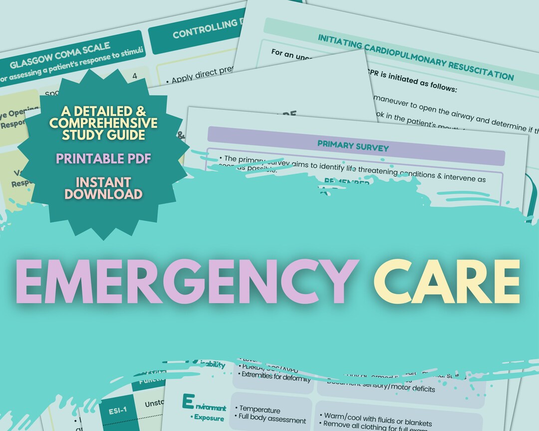 Nurse Emergency Care Study Guide Notes 8 Pages PDF Digital - Etsy