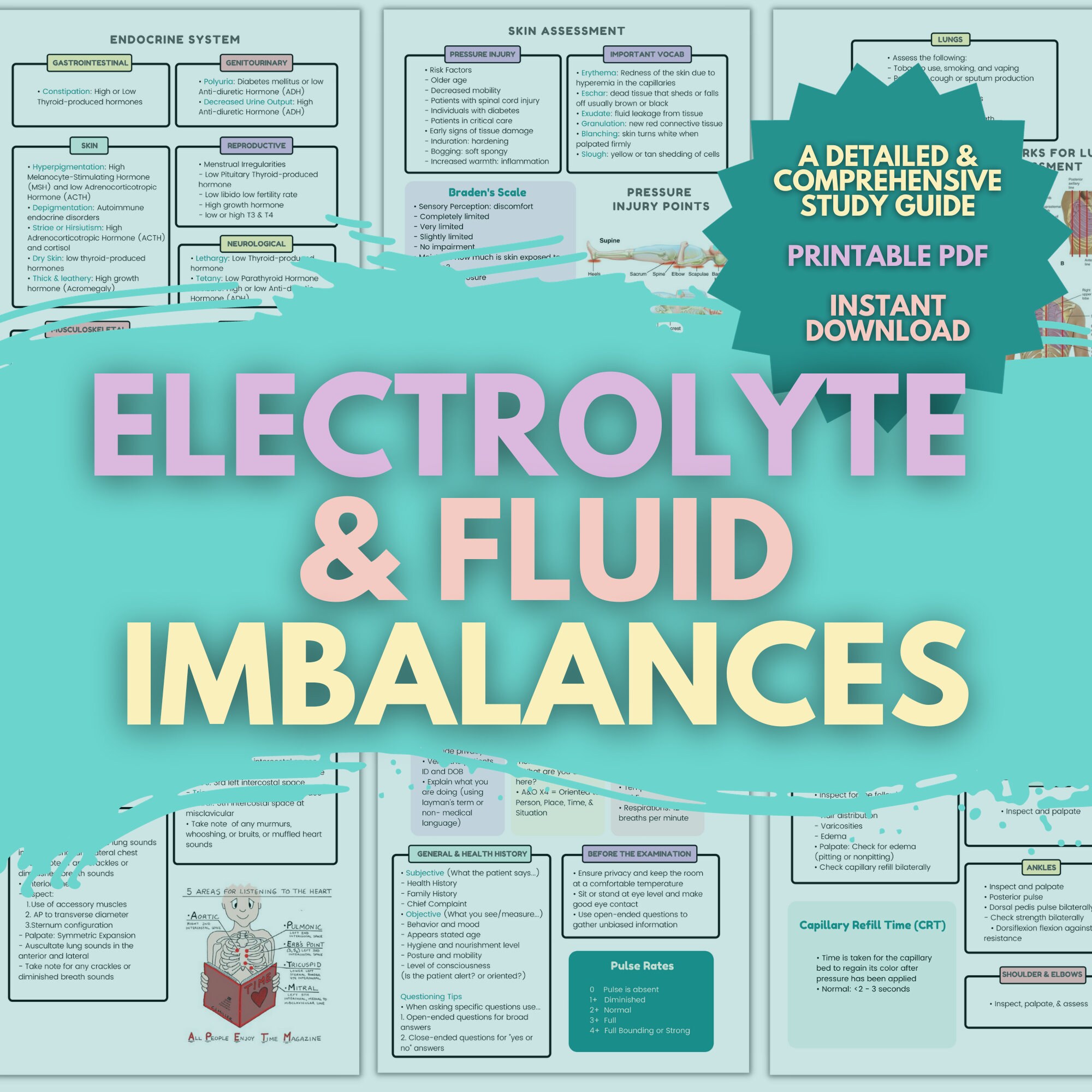 Fluids & Electrolytes Imbalances Bundle Study Guide Notes 11 Pages PDF ...