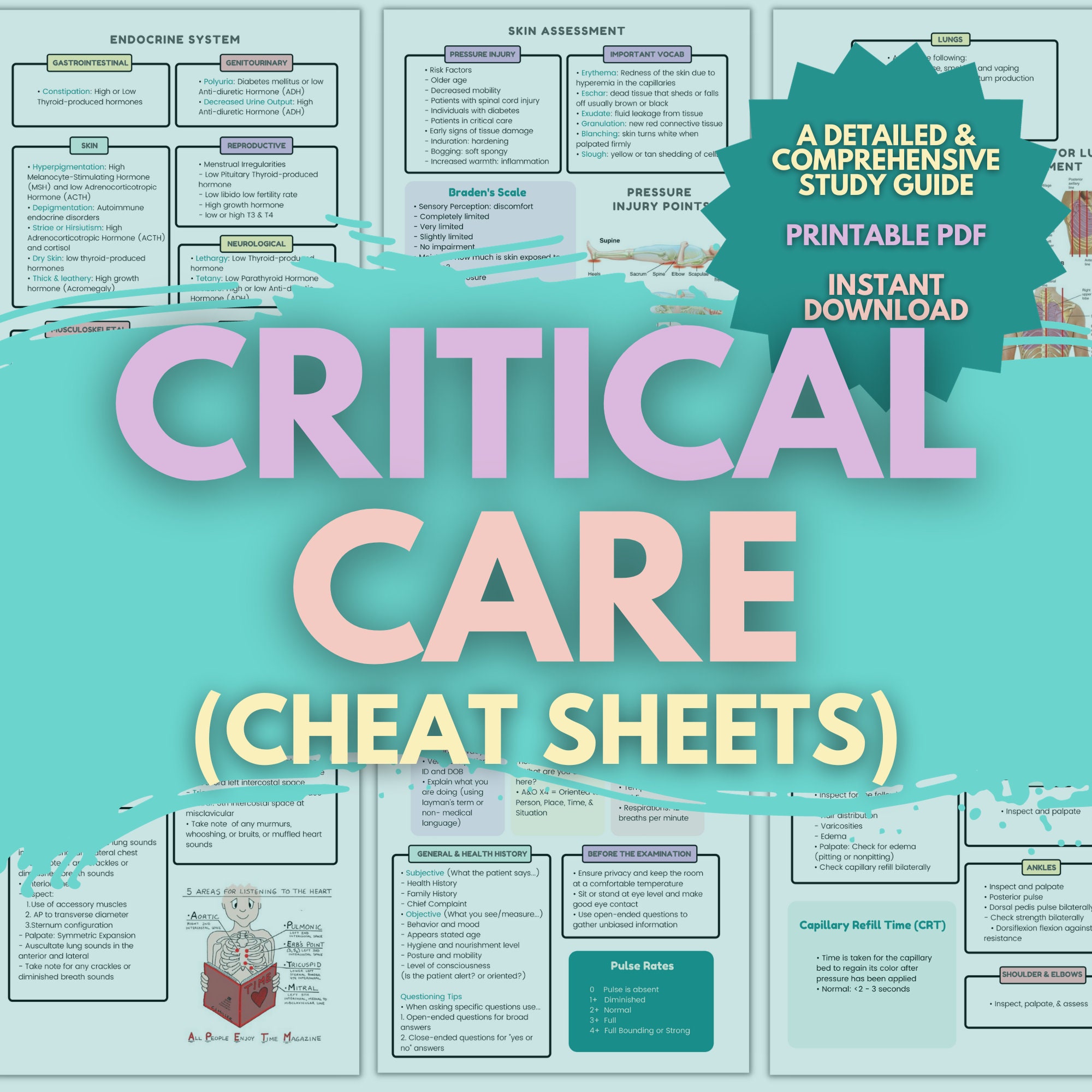 Nurse Critical Care Bundle Nursing Study Guide Notes 12 Pages PDF ...
