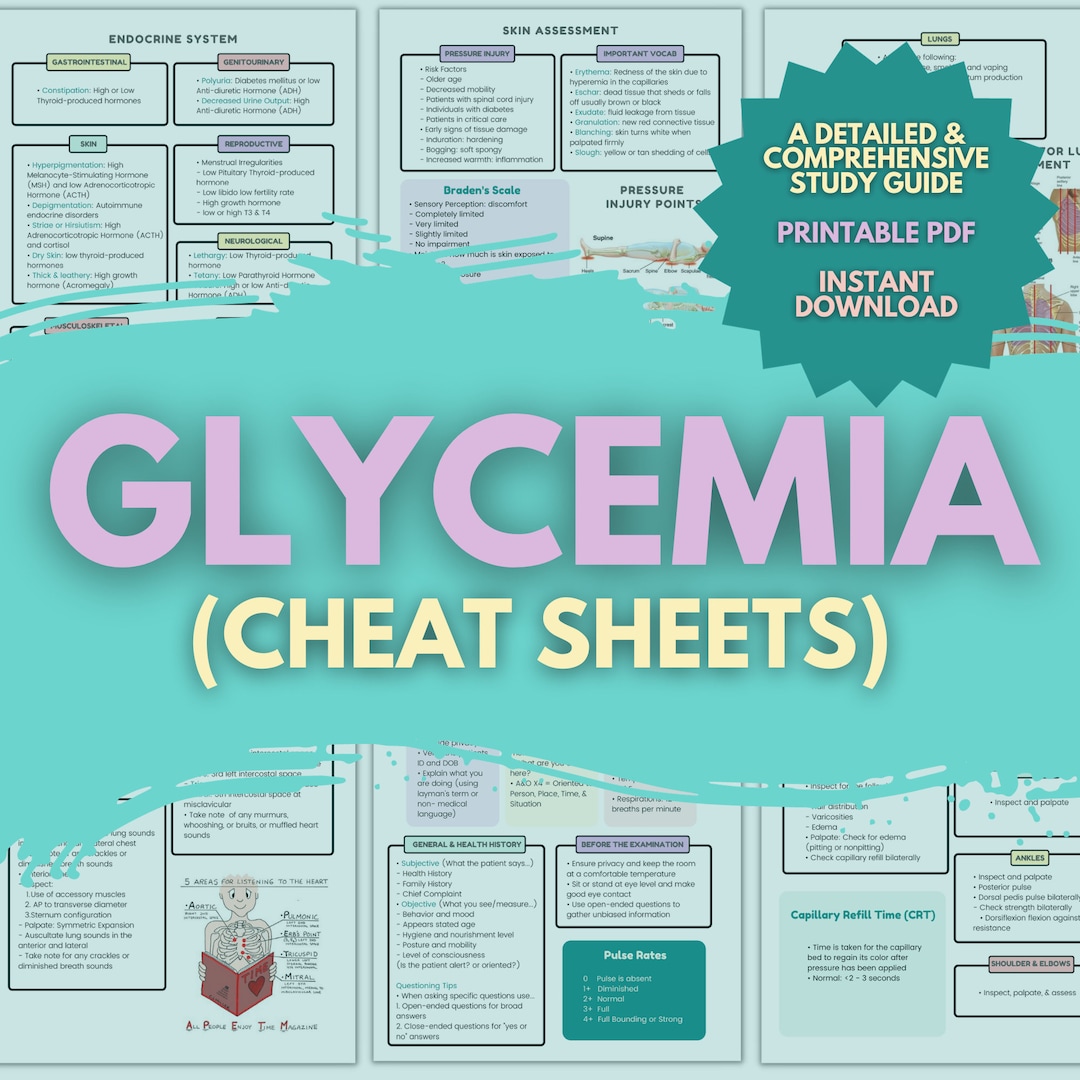 Glycemia Cheat Sheet Nursing Study Sheets Med School Learning Material ...